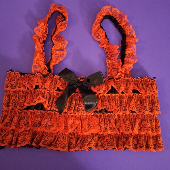 Intimates & Sleepwear | Red And Black Lace Ruffle Bralette | Poshmark